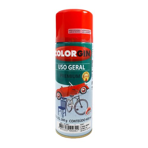 Tinta Spray Colorgin Uso Geral Vermelha 400ML - Elastobor