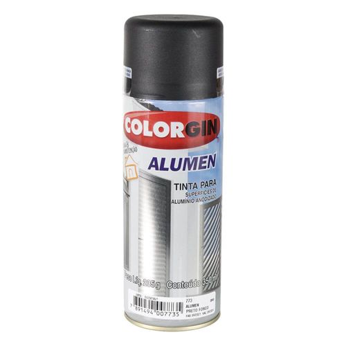 Tinta Spray Colorgin Alumen 350ML Preto - Elastobor