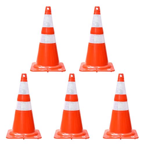 Cone Flexível Plastcor Laranja/Branco 75CM Kit 5 Unidades - Elastobor