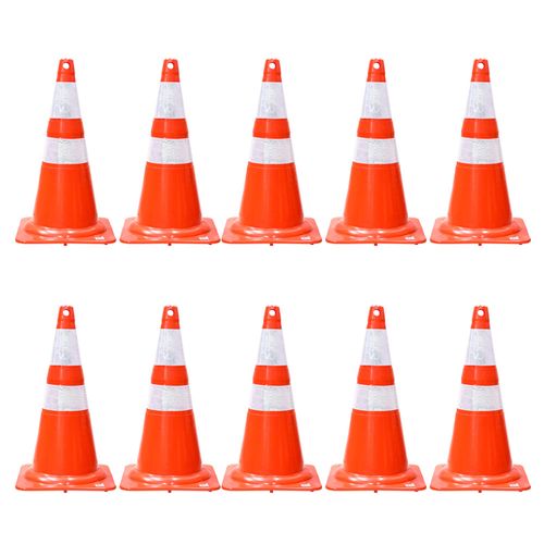 Cone Flexível Plastcor Laranja/Branco 75CM Kit 10 Unidades - Elastobor