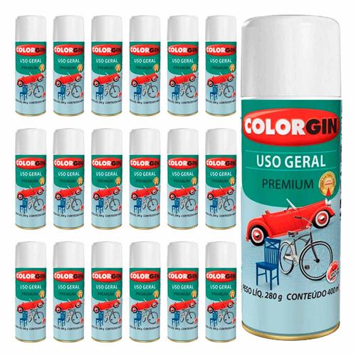 Tinta Spray Colorgin Uso Geral Branca 400ML Kit com 24UN - Elastobor