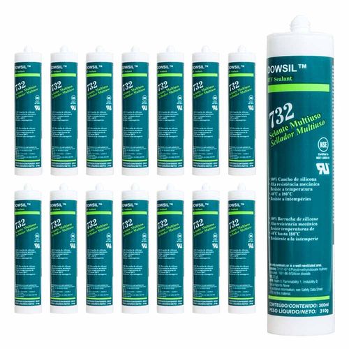 Silicone Acético 732 Dow Corning Transparente Kit com 24UN - Elastobor