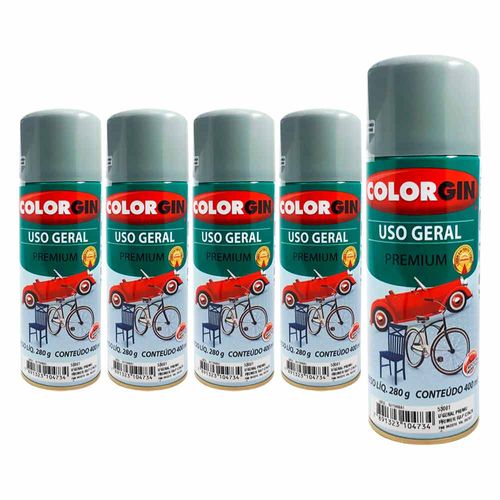 Tinta Spray Colorgin Uso Geral Cinza Primer 400ML Kit 6UN - Elastobor