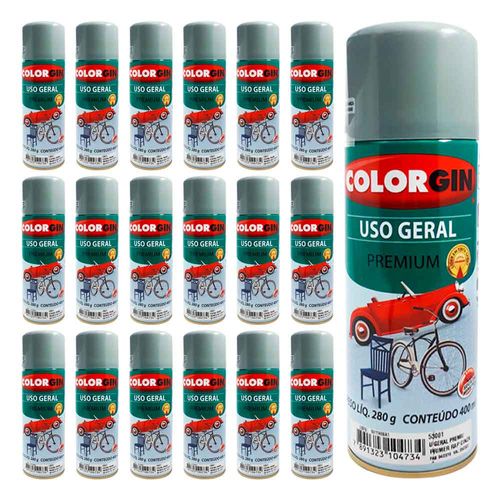 Tinta Spray Colorgin Uso Geral Cinza Primer 400ML Kit 24UN - Elastobor