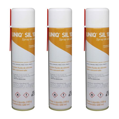 Spray de Silicone Sil 1001 Transparente 400ML Kit com 3UN - Elastobor