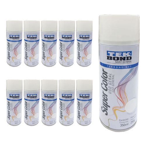 Tinta Spray Super Color Tekbond Branco Fosco 350ML 12UN - Elastobor