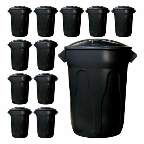 Lixeira Plástica JSN Com Tampa Sobreposta 100L Preto 20UN - Elastobor