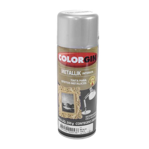 Tinta Metalik Uso Interno Colorgin Spray Prata 350ML - Elastobor
